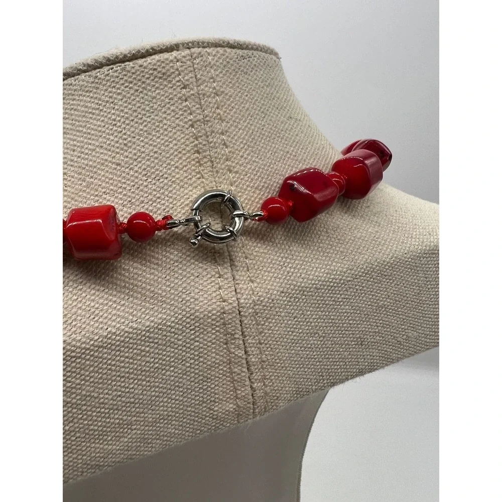 Jewelry | Red Coral Bead Choker Necklace Coastal Mediterranean Boho ...